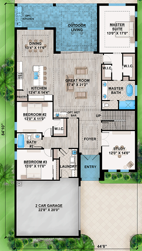 Plan 86132BW: 2-Story Florida House Plan with 3 Beds and a 2-Car Garage ...