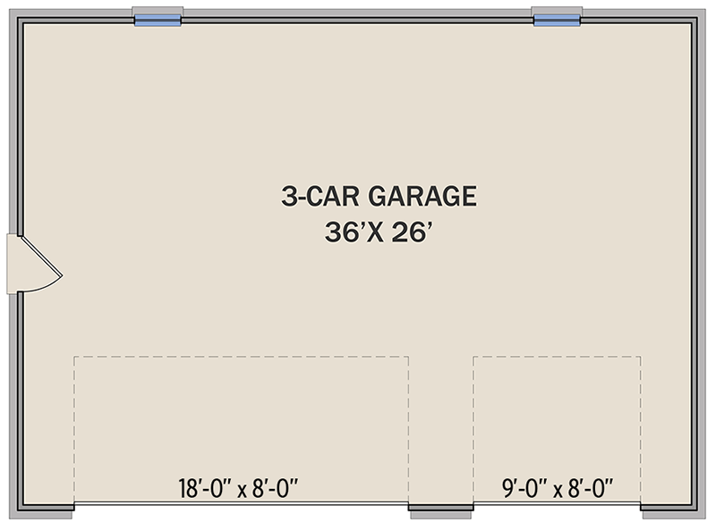 Plan 25433TF: 3-Car Detached Garage with Two Overhead Doors - 1031 Sq Ft