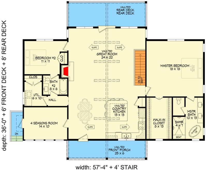 Plan 680334VR: 2-Bed Vaulted Craftsman Style Home Plan with a Vaulted ...