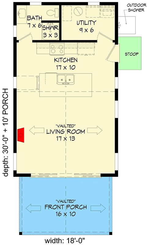 Country Cottage House Plan with Great Room and Loft - 817 Sq Ft ...