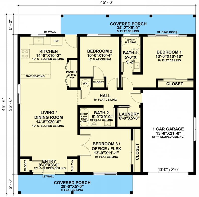 Modification Request for Plan 421001HFC: 3-Bed Modern Ranch House Plan ...