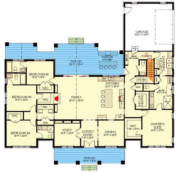 Plan 46527LA: 4-Bedroom Modern Farmhouse Plan with Outdoor Kitchen ...