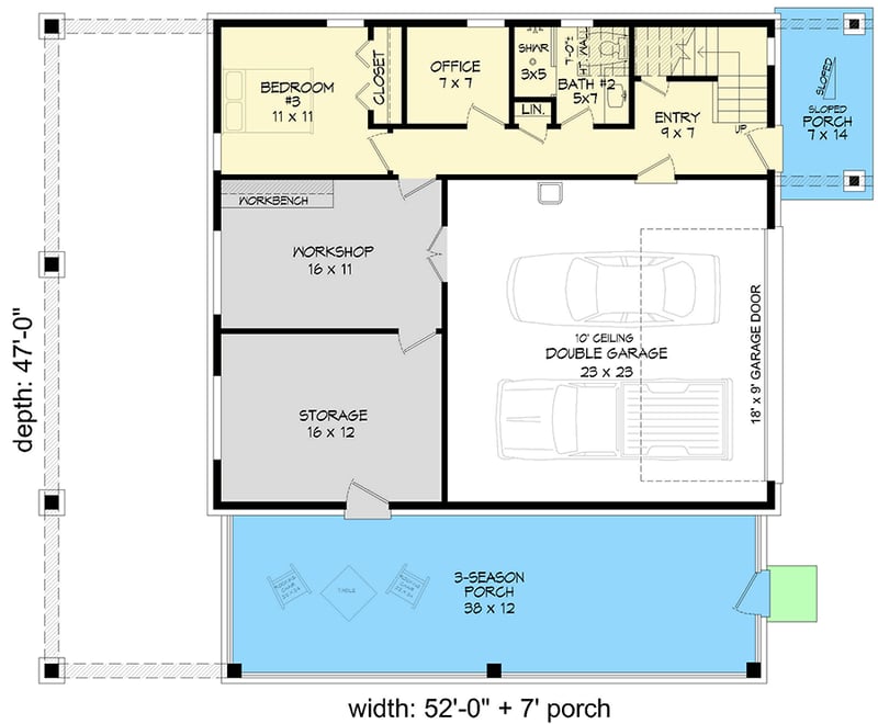 Plan 680504VR: Three-Story Mountain Vacation House Plan with Workshop ...