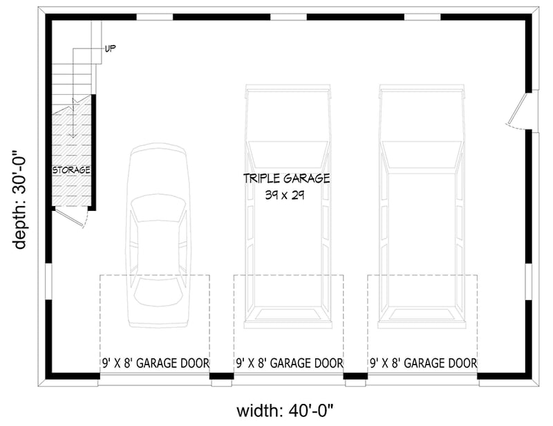Plan 680544VR: 3-Car Detached Garage Plan with Attic Space Above