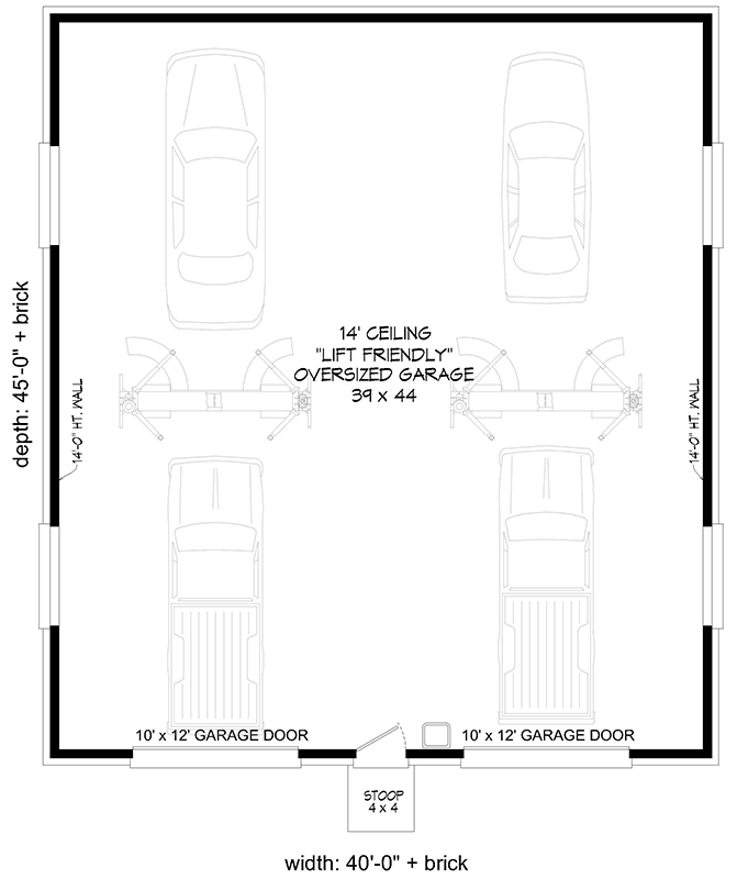 Plan 680564VR: Expansive 4-Car Detached Garage with Workshop