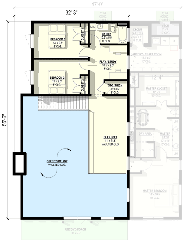 Plan 405009FDC: Modern Family Comfort with Vaulted Loft and First-Floor ...