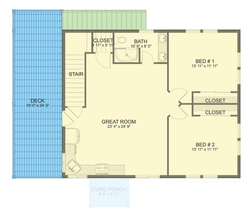 Plan 61630UT: 2-Bed Cape Cod House Plan with Great Room and Family Room ...
