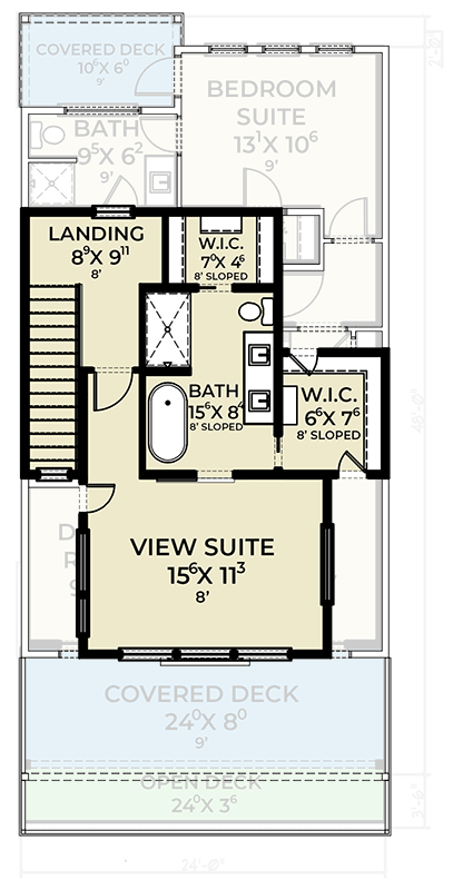 Plan 280228JWD: Contemporary 3-Bedroom Urban Home Plan with View Suite ...