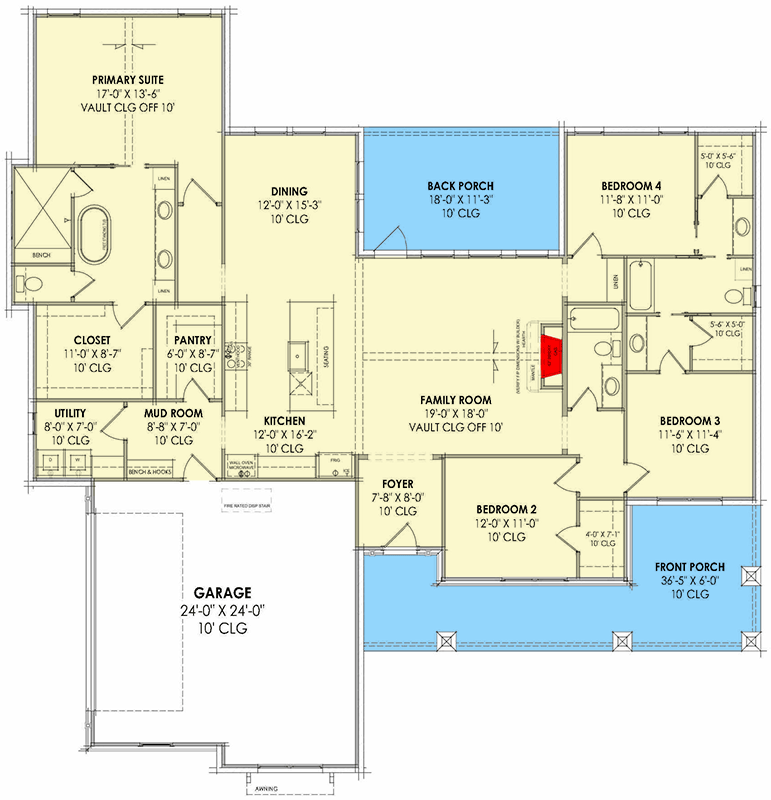 Plan 818175JSS: 4-Bedroom Modern Farmhouse with Wrap-Around Porch