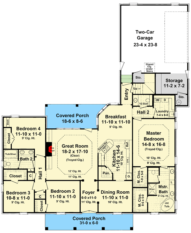Plan 51263MM: Southern Cottage House Plan with 4 Beds and Optional Bonus