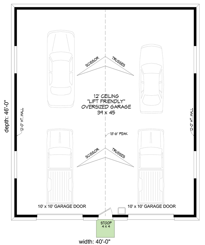 Plan 680596VR: Modern 4-Car Detached Garage House Plan with High Ceilings