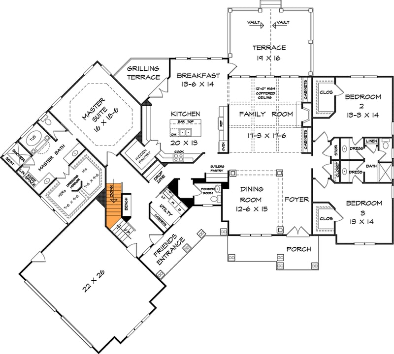 Plan 360124DK: Craftsman Mountain House Plan with Master on Main and ...