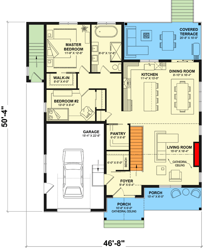 Plan 22721DR: Charming 2-Bedroom Modern Cottage House Plan with Covered ...