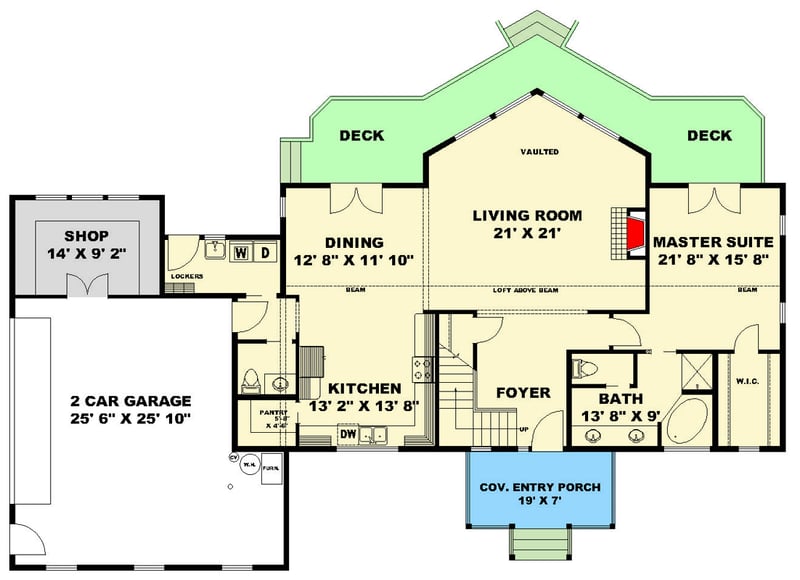 Plan 350165GH: Mountain Craftsman House Plan with Vaulted Great Room ...