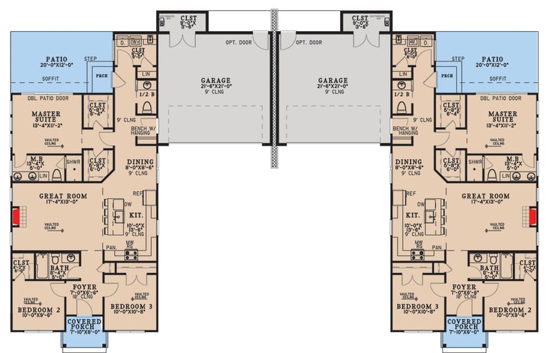 Plan 70948MK: Sleek Northwest Modern Duplex House Plan with Dual 3-Bed ...