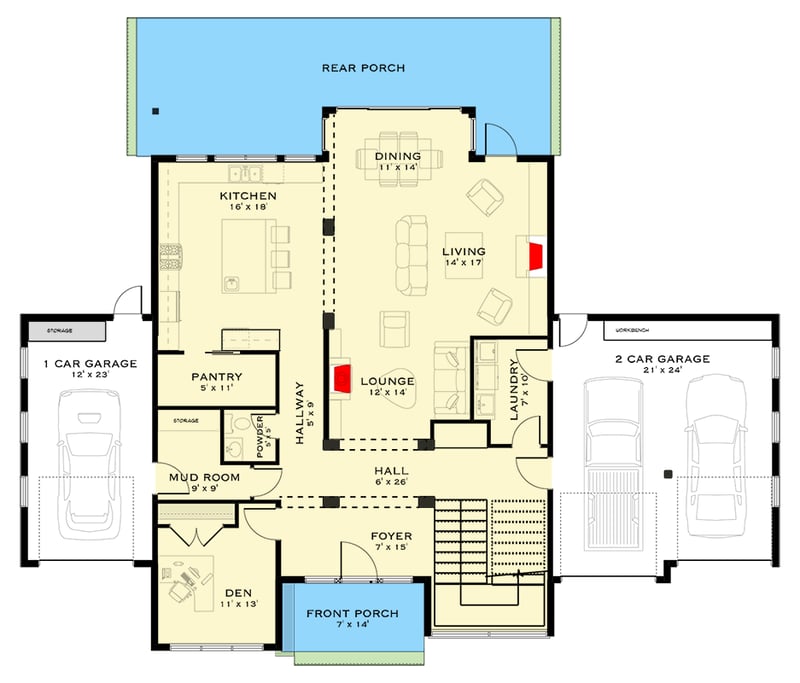 Plan 147056RML: Sleek Contemporary House Plan with Grand Entry and 3 ...