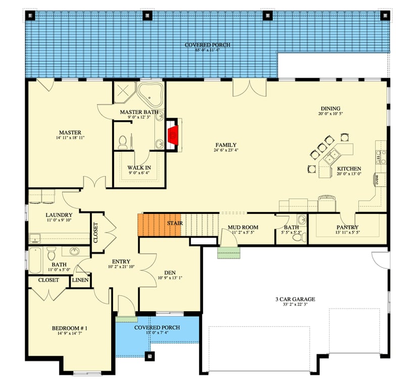 Plan 61714UT: 2987 Square Foot Craftsman House Plan with 1st Floor ...