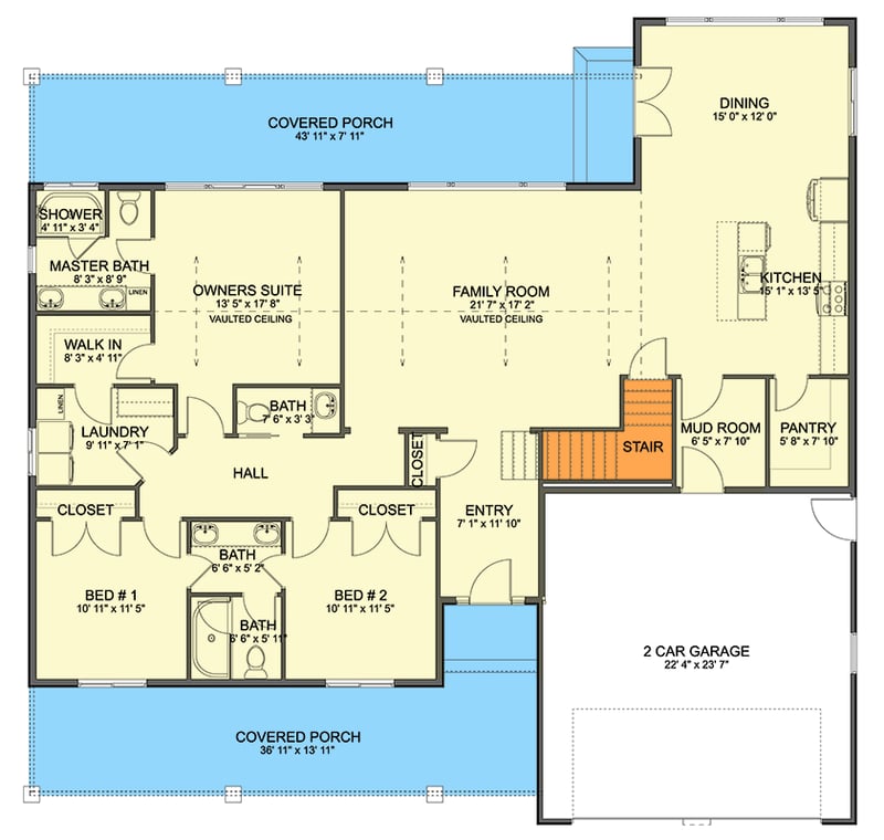 Plan 61736UT: Craftsman House Plan with Vaulted Great Room and ...