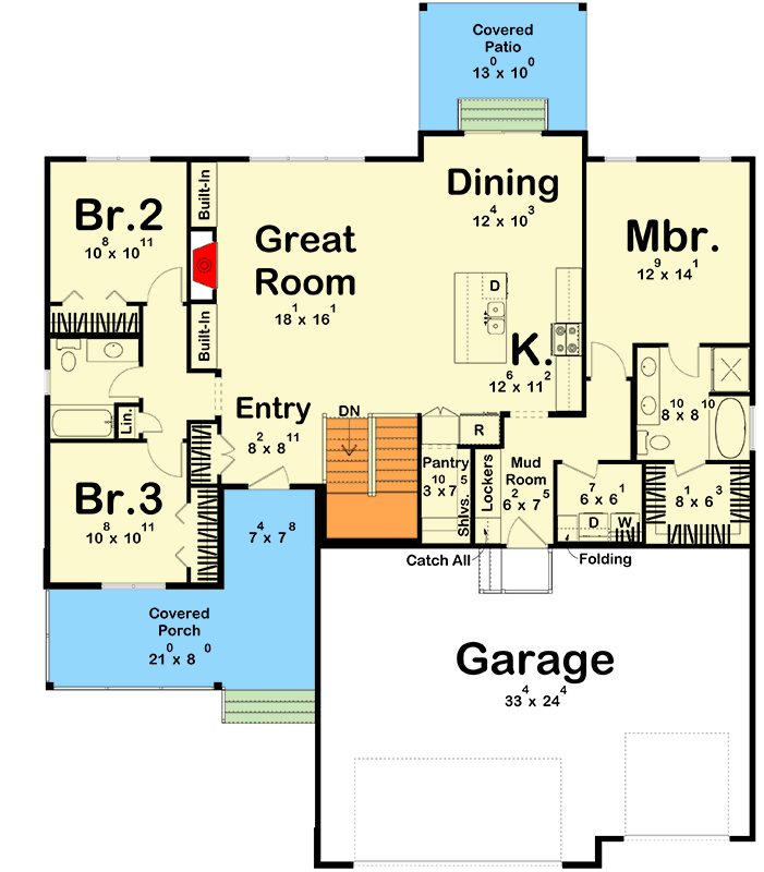 Plan 623615DJ: Contemporary Modern House Plan with Split Bedrooms and ...