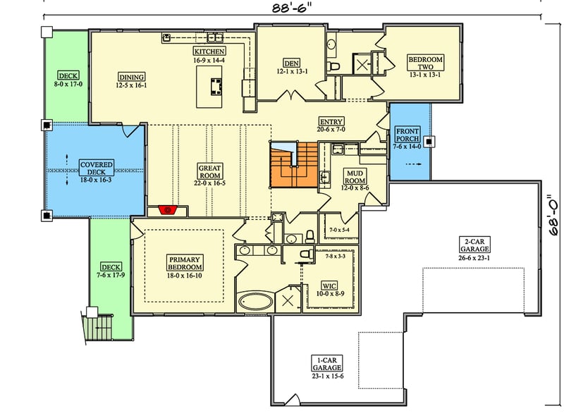 Modification Request for Plan 95357RW: Craftsman House Plan with Split ...