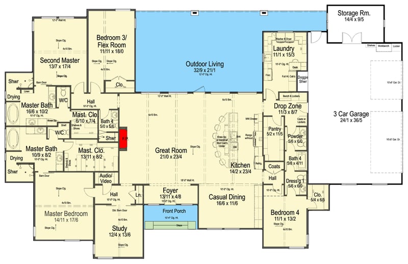 Plan 54067LK: Modern Rustic Hill Country Stone House Plan with Two ...