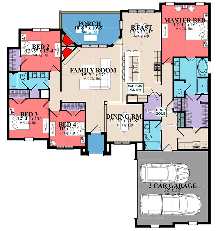 Plan 86424HH: Spacious New American Ranch House Plan with Four Bedrooms