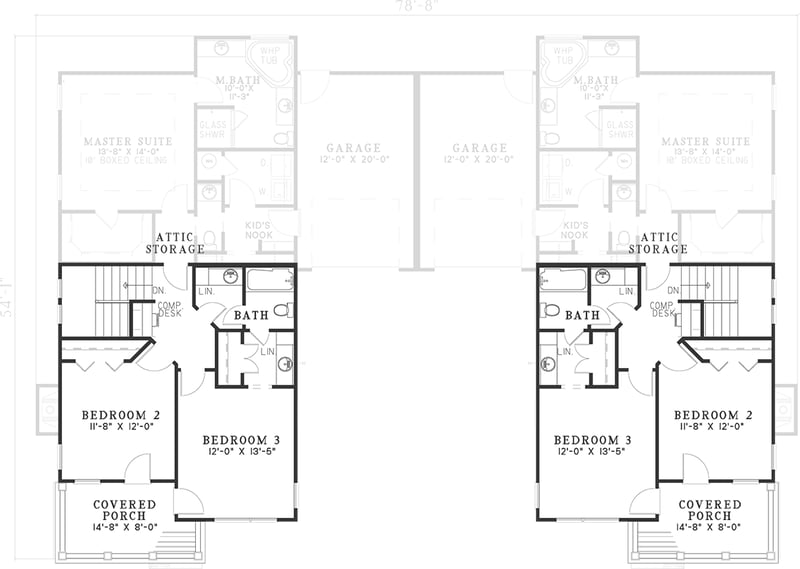 Plan 59787ND: Stylish Flanking Home Plans