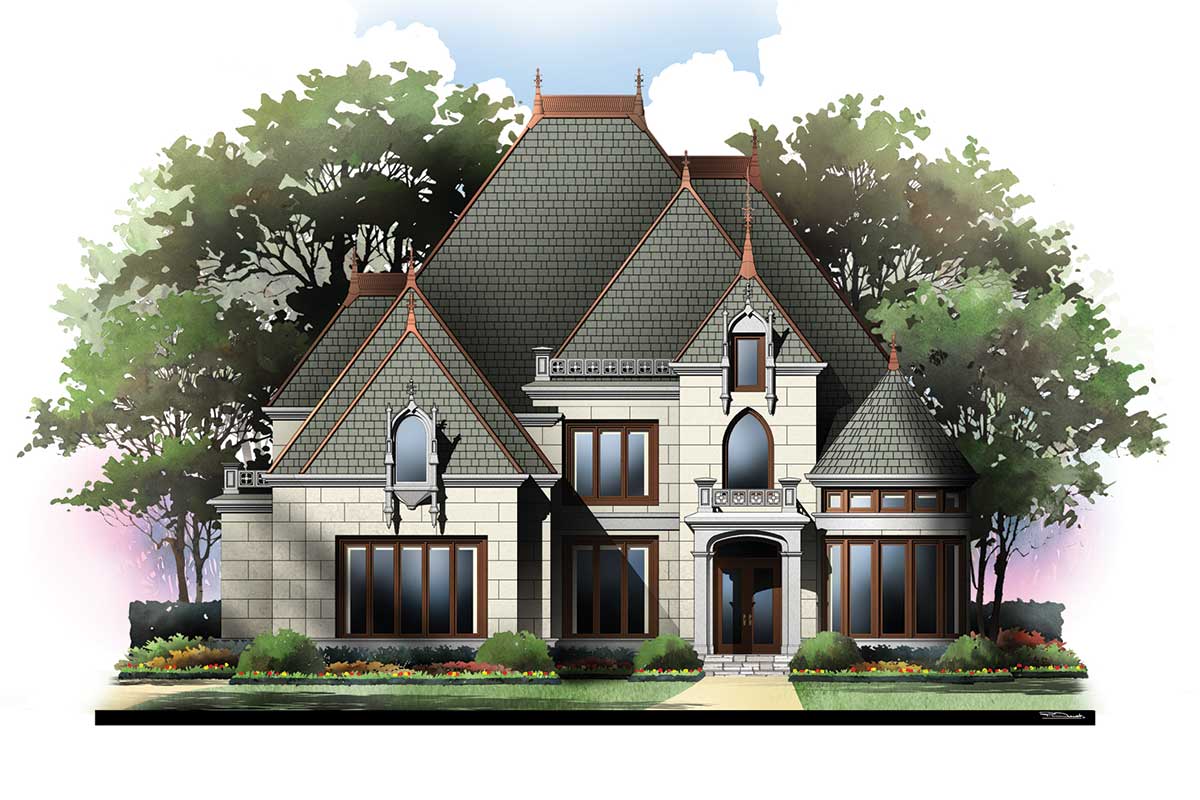 Castle House Plans Portico