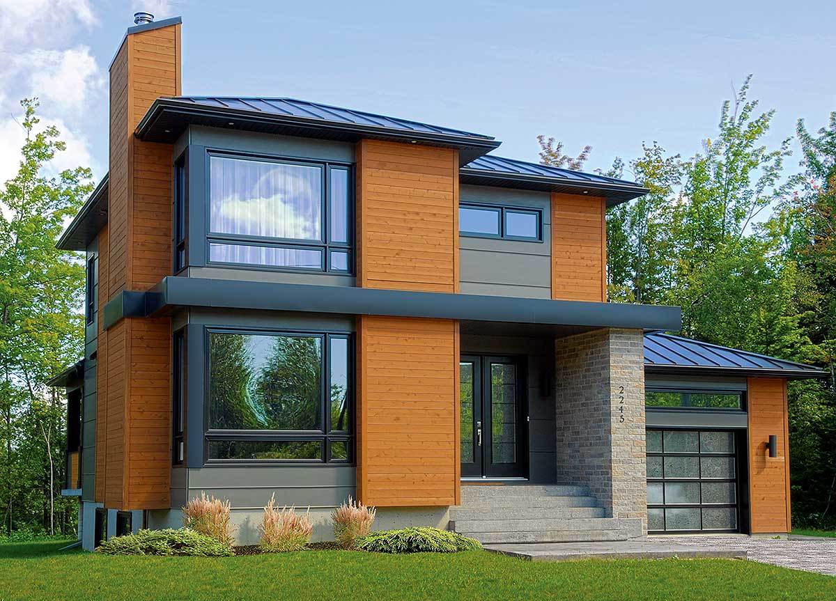 Stately Modern with Garage - 22322DR | Architectural Designs - House Plans