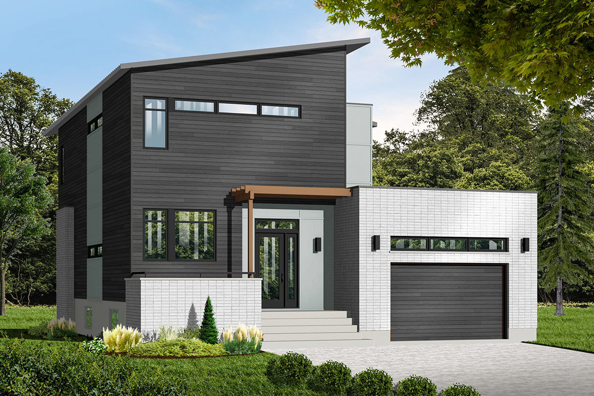 Contemporary House Plan with Sunken Foyer - 22392DR | Architectural ...