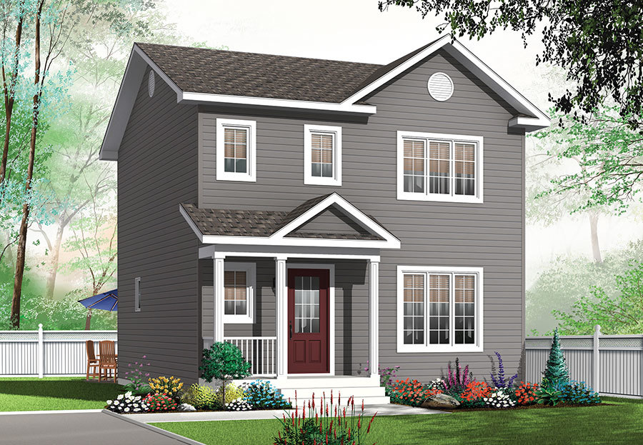 Compact Two-Story Traditional House Plan - 22433DR | Architectural ...