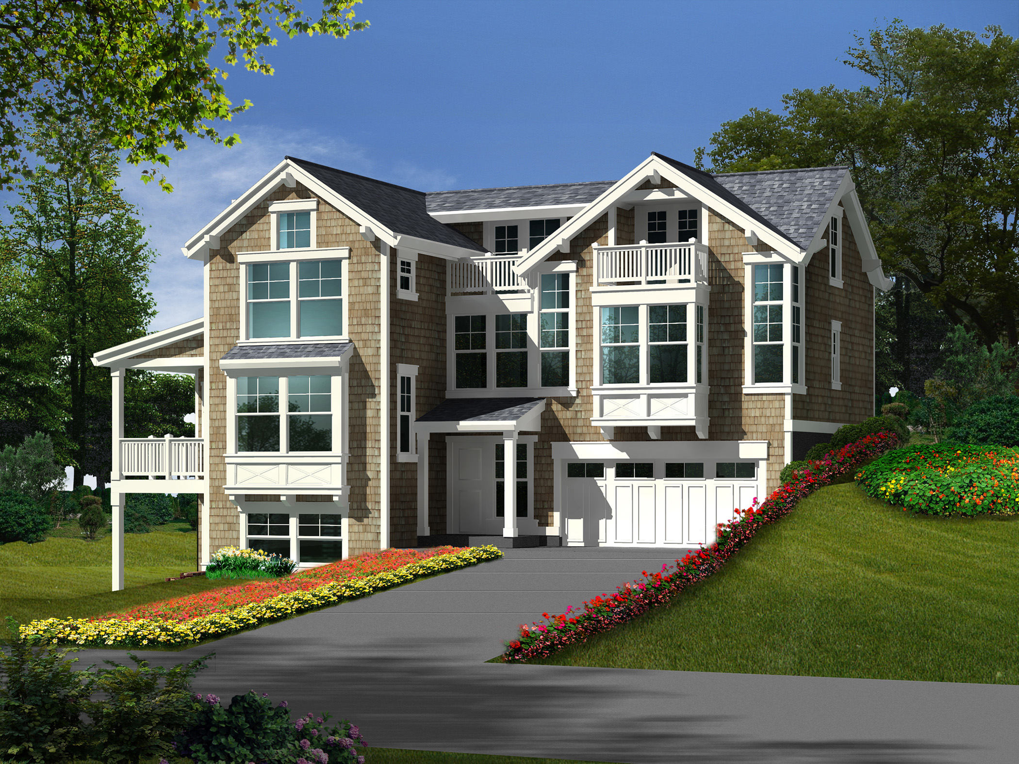 Plan 23229JD: Split Level with Unique Modern Floor Plan
