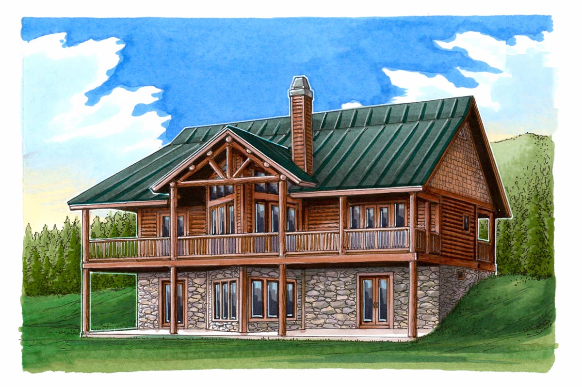 Plan 24110BG: Mountain House Plan with Log Siding and a Vaulted Great Room