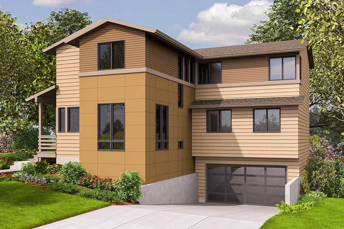 Northwest House Plan with Drive-Under Garage - 23634JD | Architectural ...