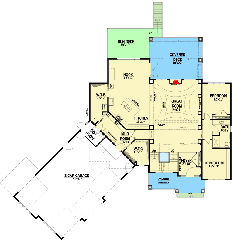 Plan 81681AB: Barrel Vaulted Bonus Room with Sun Deck