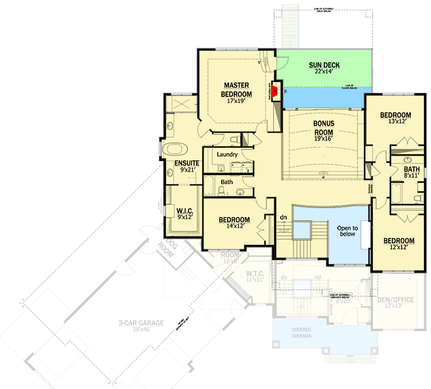 Plan 81681AB: Barrel Vaulted Bonus Room with Sun Deck