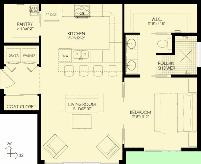 One Bed Escape with Open Floor Plan - 67744MG | Architectural Designs ...