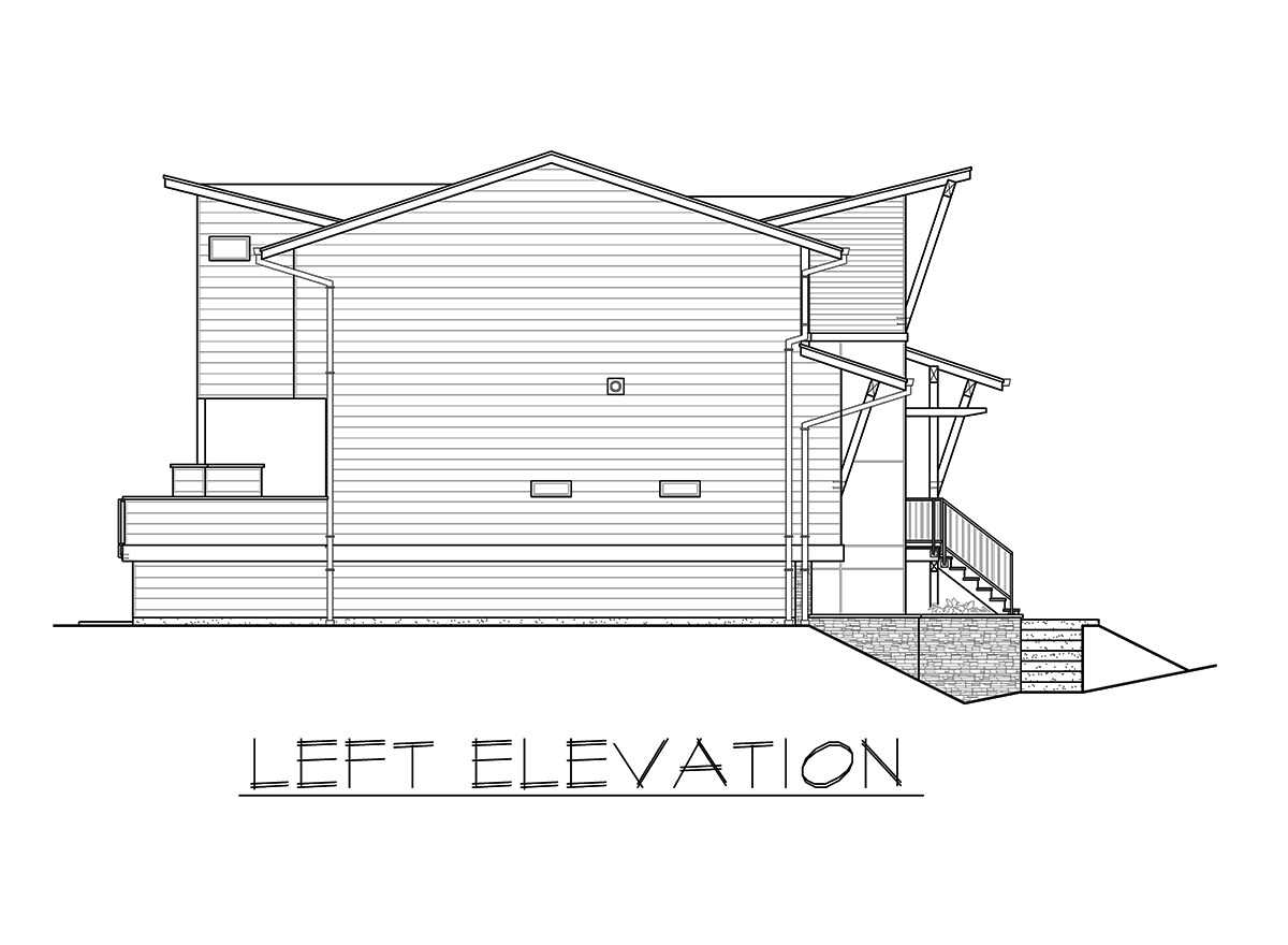 Three Story Modern House Plan Designed For The Narrow Front-Sloping Lot ...