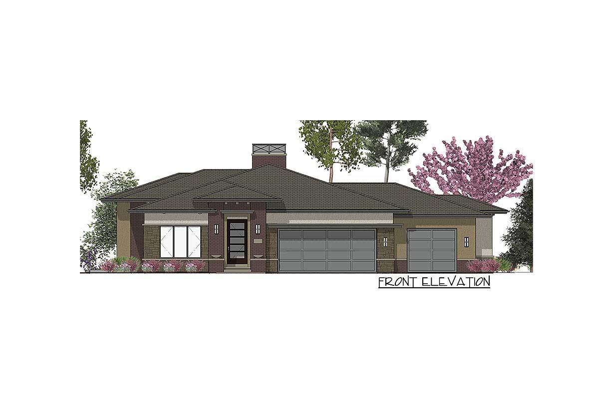 Prairie Style House Plan with Optional Finished Lower Level - 64454SC ...