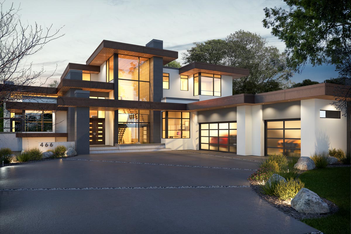 Plan 81695AB: Luxury Modern House Plan with Upstairs Master Retreat