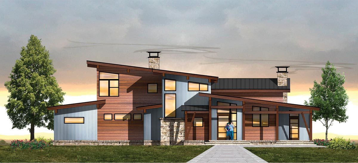 Exciting Contemporary House Plan with Master Bedroom Wing - 18852CK ...