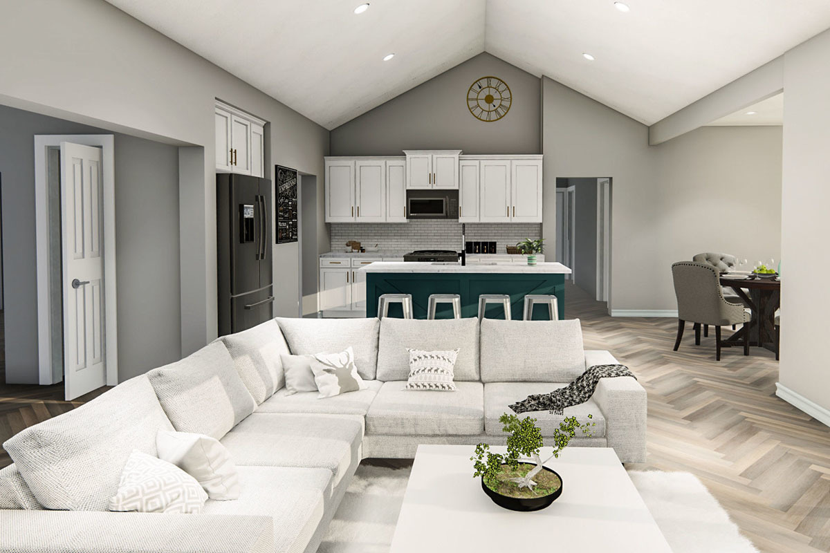 Ranch Style Open Floor Plan Cathedral Ceiling