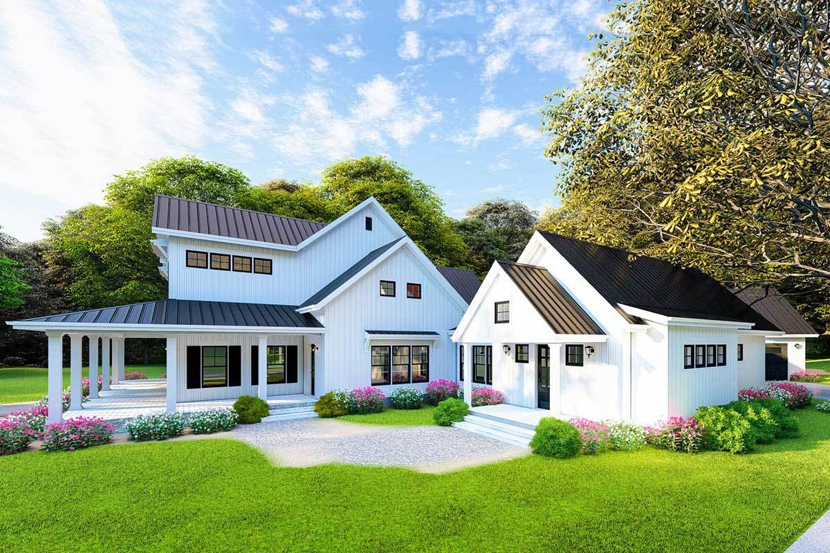 Dreamy Modern Farmhouse Plan with Loft Overlooking Great and Dining ...