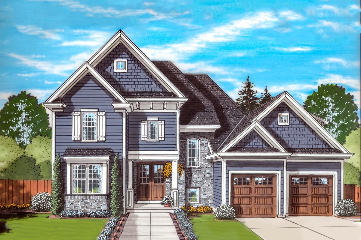 Two-Story Traditional House Plan with Second-Level Sleeping Rooms ...