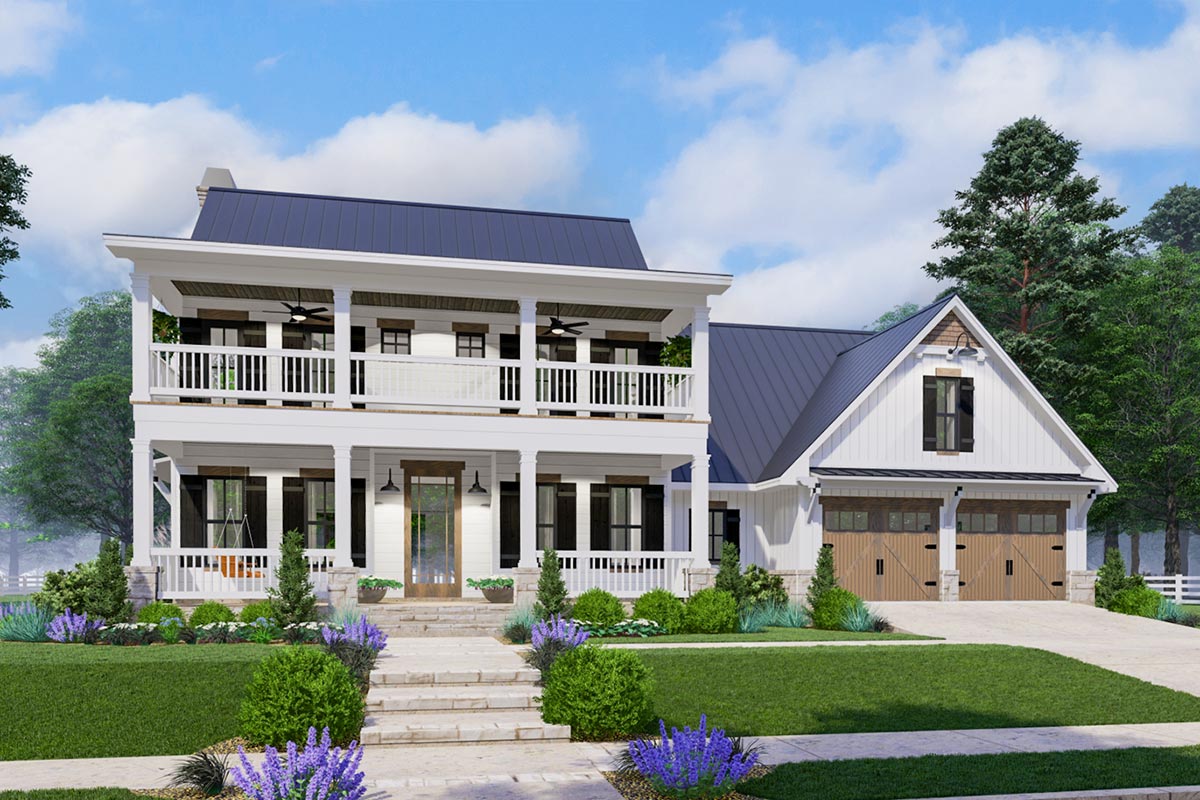 Plan 16907WG: Nouveau Southern-Style House Plan with Stacked Porches ...