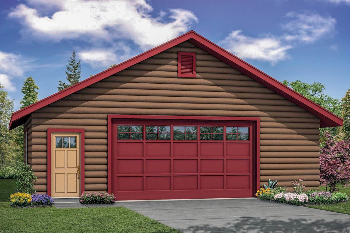 Detached Garage Plan with Log Siding - 72951DA | Architectural Designs ...