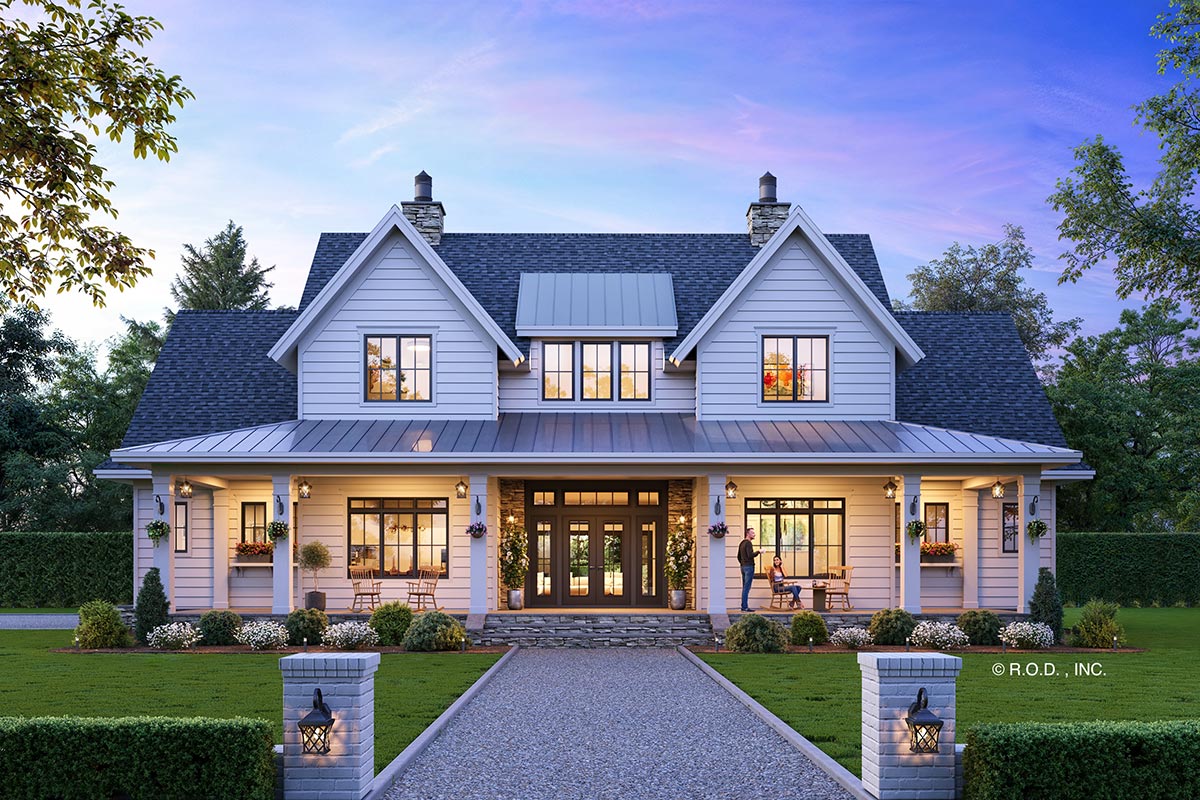 Plan 14679RK: Modern Farmhouse Plan with French Door Greeting - 2743 Sq Ft