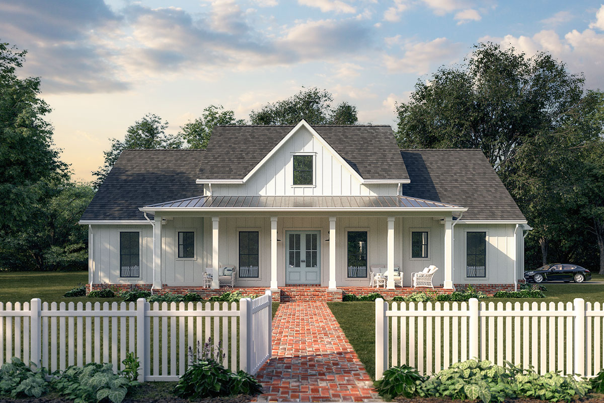 Plan 56439SM: Modern Farmhouse Plan with Outdoor Kitchen and Vaulted ...