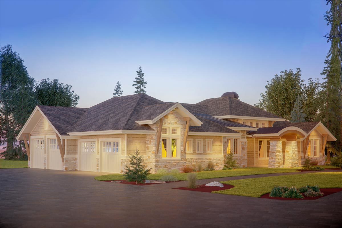 One-Level Craftsman House Plan with Spacious Service Areas - 95076RW ...