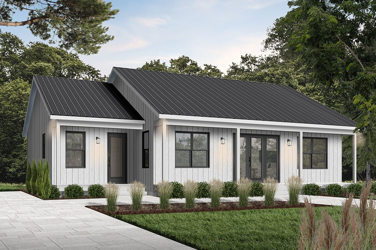 2-Bed 1600 Square Foot Modern Ranch Home Plan - 22551DR | Architectural ...